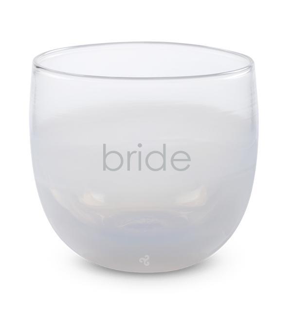 etched fizz - bride | white hand-blown drinking glass | glassybaby