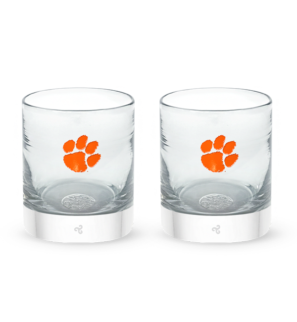 Clemson rocker set | Two Clemson University hand-blown lowball drinking ...