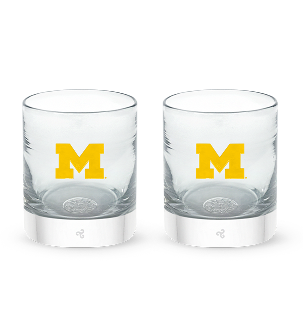 Michigan rocker set | Two University of Michigan hand-blown lowball ...