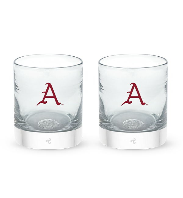 Arkansas rocker set | Two University of Arkansas hand-blown lowball ...