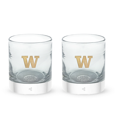 UW rocker set | Two University of Washington hand-blown lowball ...