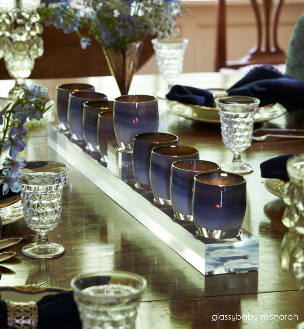 glassybaby menorah | acrylic 9 well menorah glassybaby stand | glassybaby