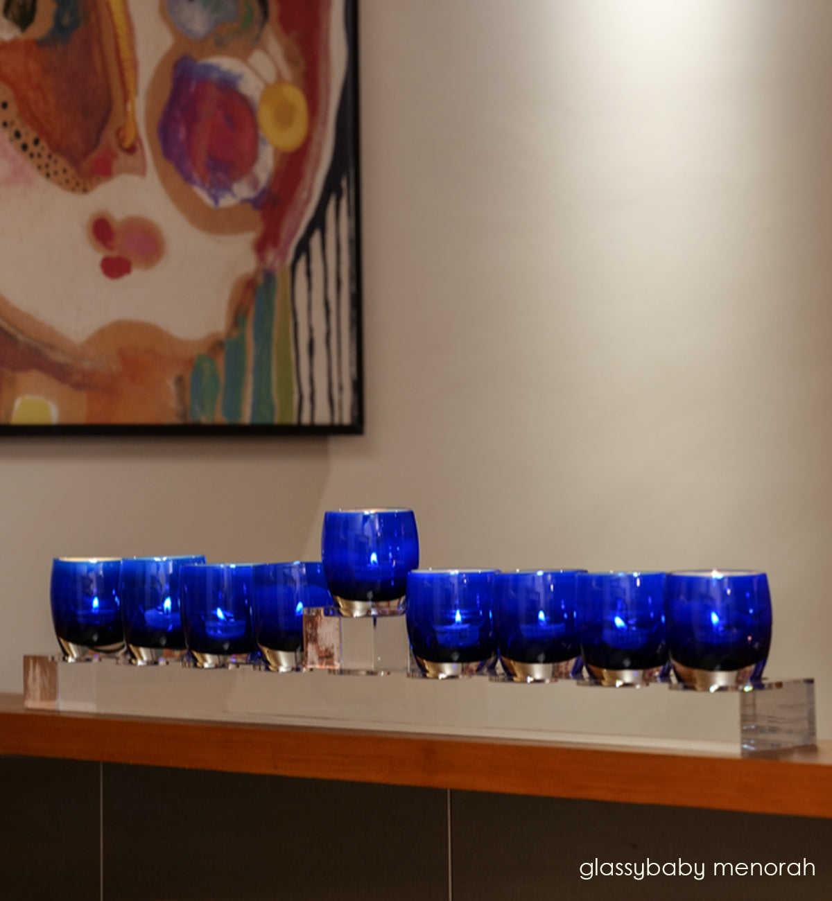 glassybaby menorah | acrylic 9 well menorah glassybaby stand | glassybaby