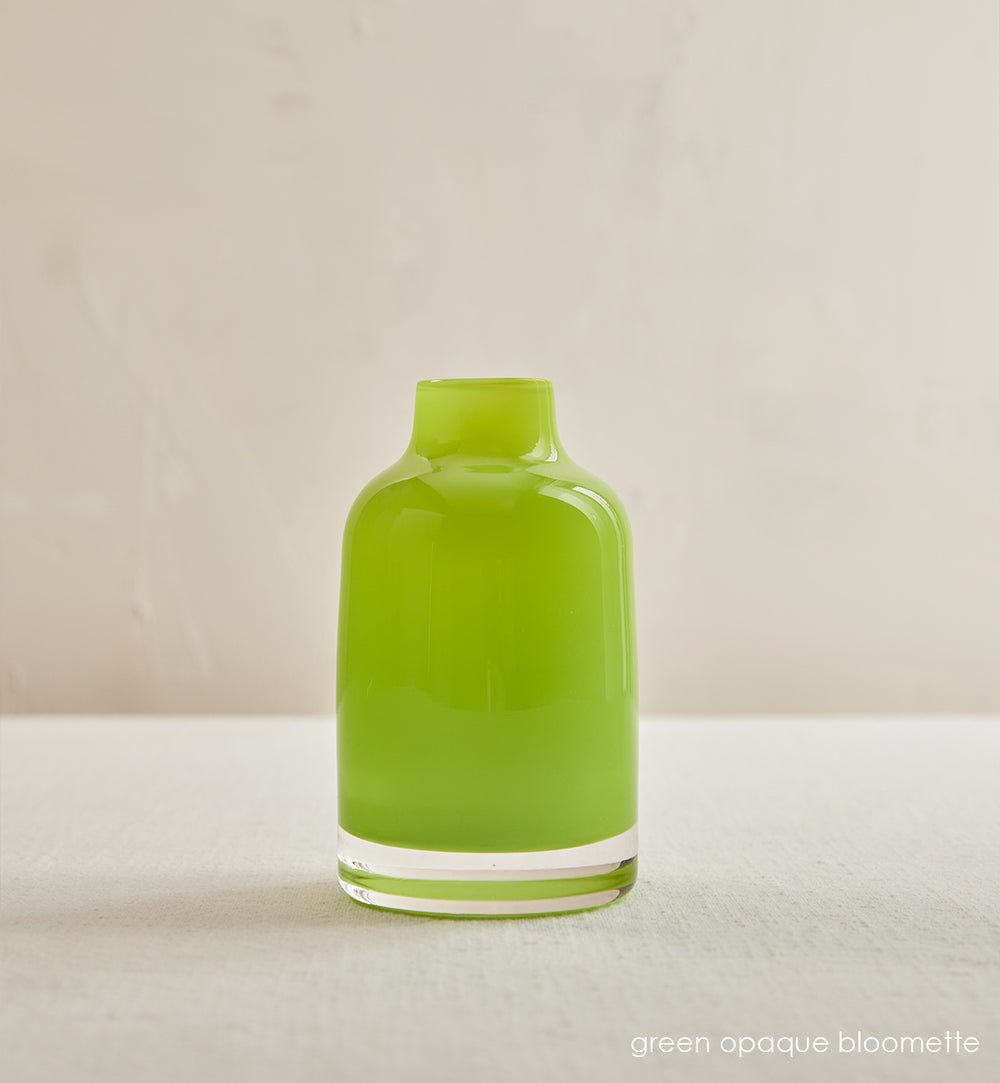 green opaque bloomette | opaque lime green hand-blown glass flower bud ...