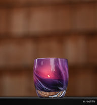in real life | purple swirled hand-blown glass candle holder | glassybaby