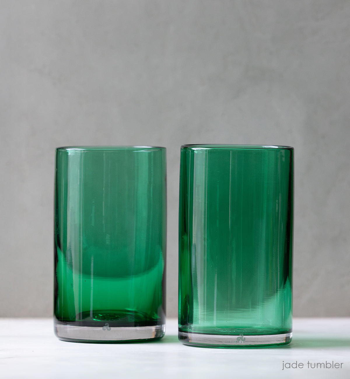 jade tumbler set | two opaque jade green hand-blown 16 oz water glasses ...
