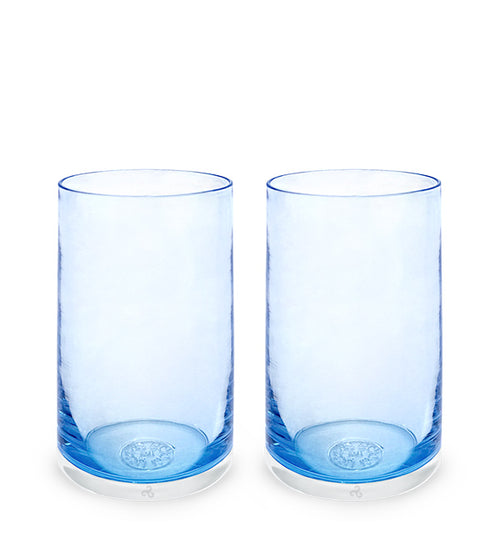 light blue tumbler set | two opaque light blue hand-blown 16 oz water ...