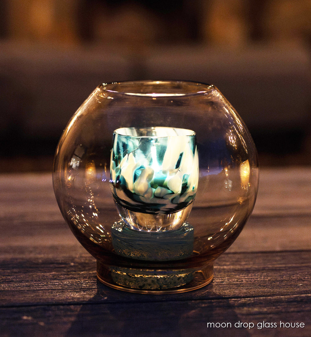 moon drop glass house | hand-blown glass hurricane | glassybaby