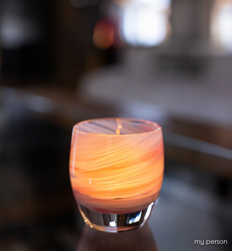 my person - Grey's Anatomy + glassybaby | clear with pink swirls hand ...