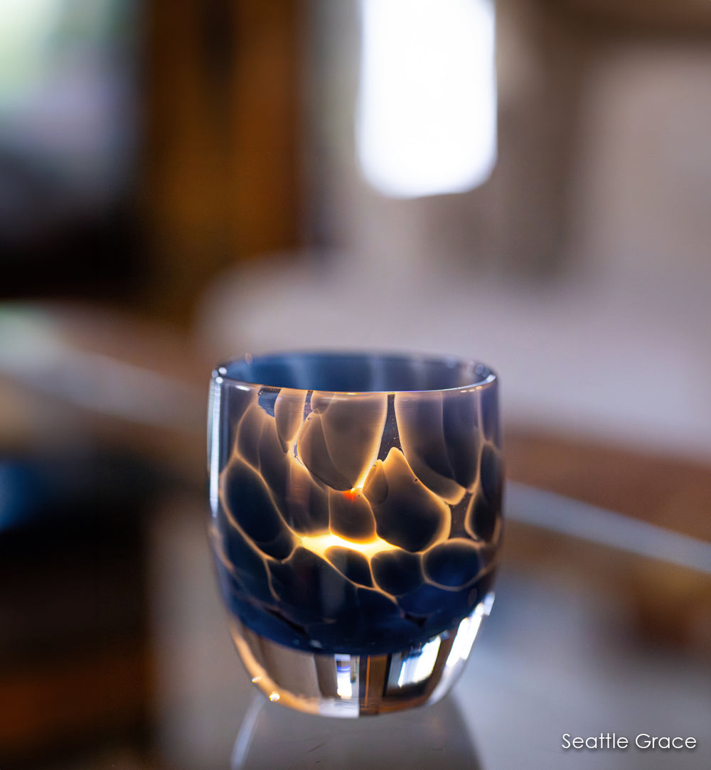 my person - Grey's Anatomy + glassybaby | clear with pink swirls hand ...