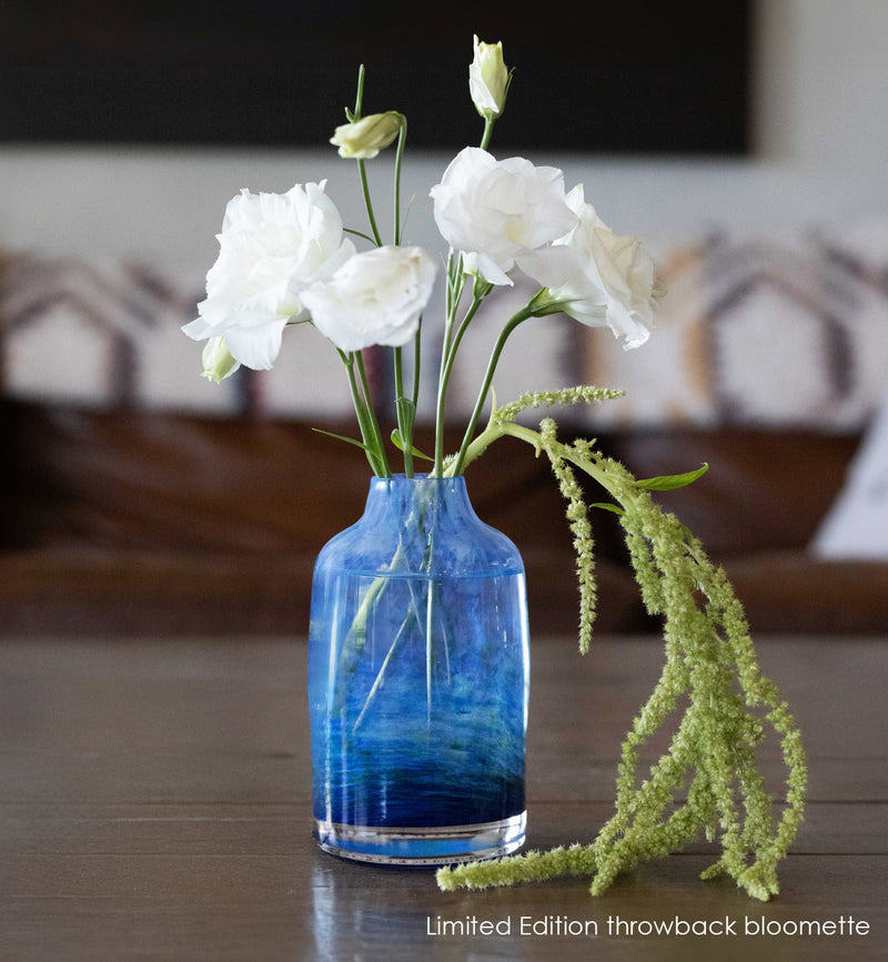throwback bloomette | translucent blue and green hand-blown glass ...
