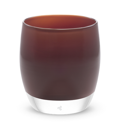 chocolate covered cherry | hand-blown glass candle holder | glassybaby