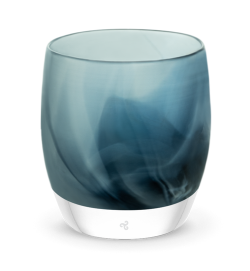i see you | blue & white hand-blown glass candle holder | glassybaby