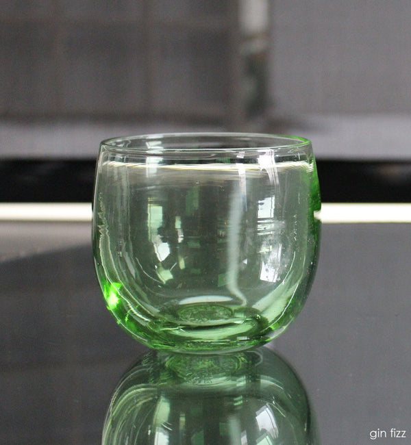 gin fizz | light green hand-blown drinking glass | glassybaby