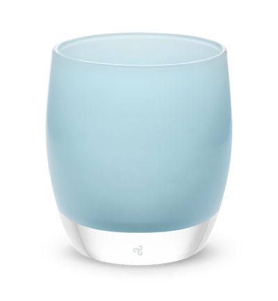 sorry | light blue hand-blown glass candle holder | glassybaby